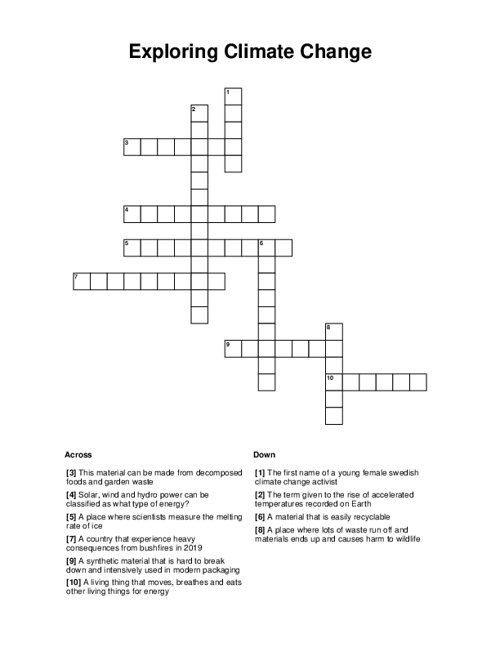 Exploring Climate Change Crossword Puzzle Exploring Climate Change Crossword Puzzle