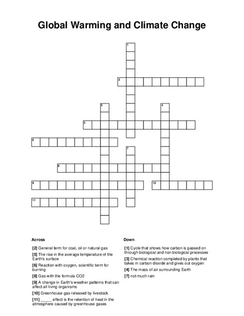 Global Warming And Climate Change Crossword Global Warming And Climate Change Crossword
