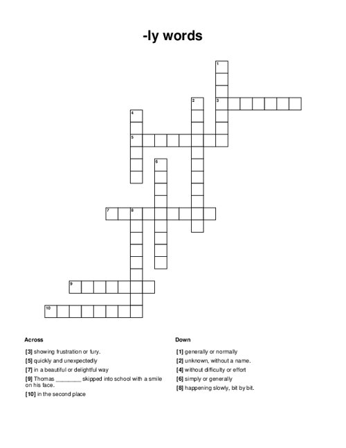  ly Words Crossword Puzzle
