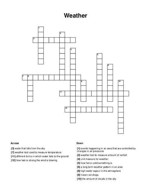 Weather Crossword Puzzle