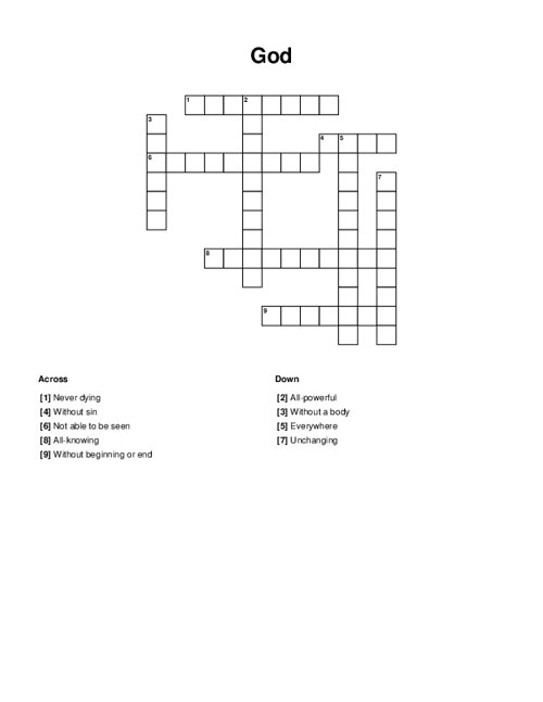 God Crossword Puzzle God Crossword Puzzle