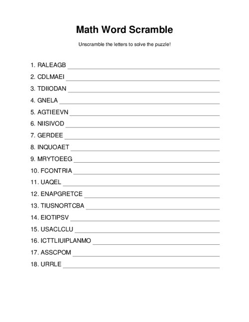 Math Word Scramble