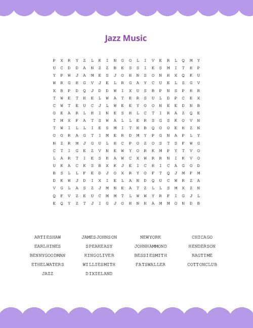 Jazz Music Word Search