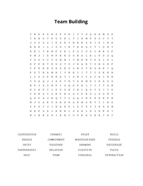 Team Building Word Search