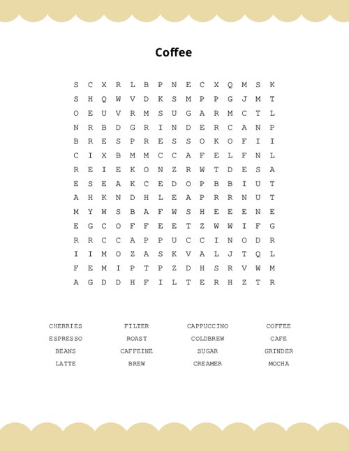 Coffee Word Search