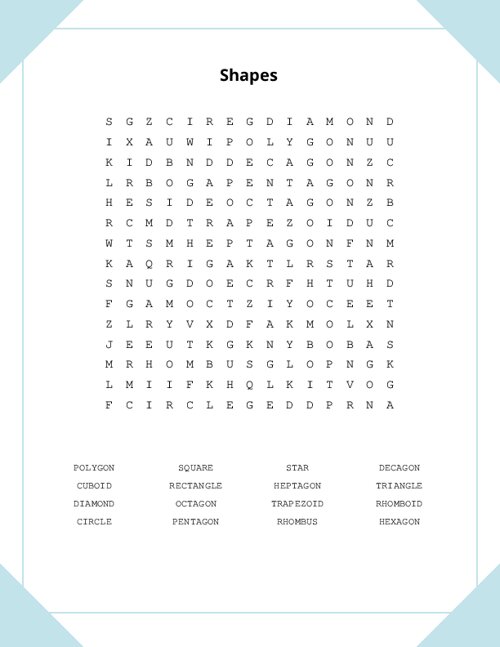 Shapes Word Search