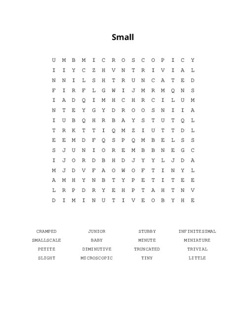 Small Word Search Small Word Search