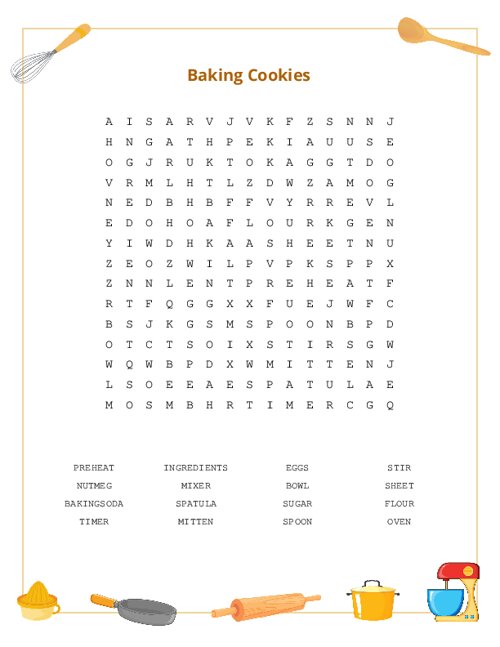 Baking Cookies Word Search
