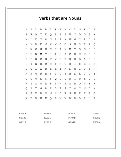 Nouns That Are Verbs Word Search Verb Words Word Sorts Compound Words