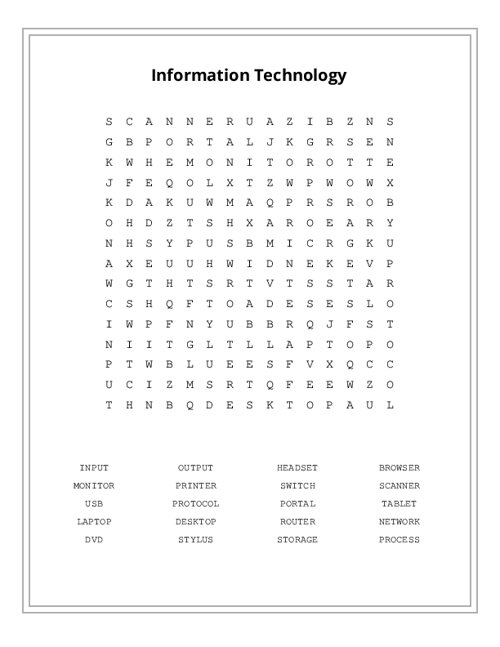 Information Technology Word Search