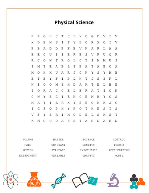 Physical Science Word Search