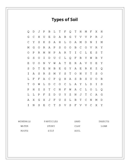 Types of Soil Word Search